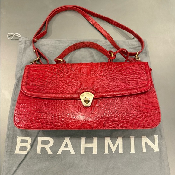 Brahmin | Bags | Brahmin Red Crocembossed Shoulder Bag | Poshmark